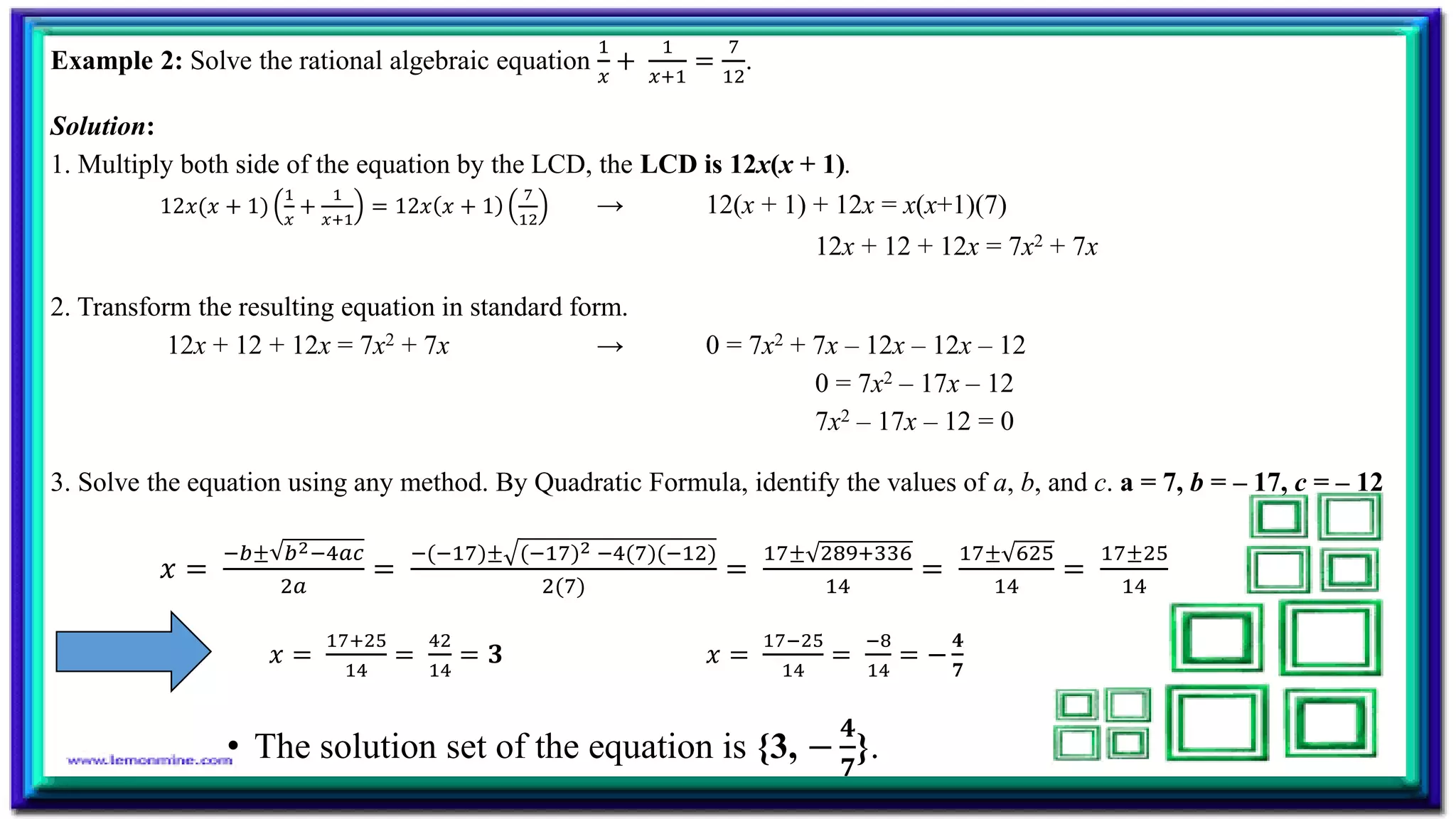 Solving Equations Transformable to Quadratic Equation Including ...