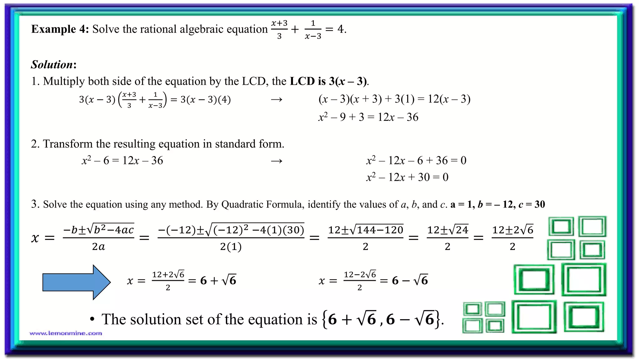 Solving Equations Transformable To Quadratic Equation Including