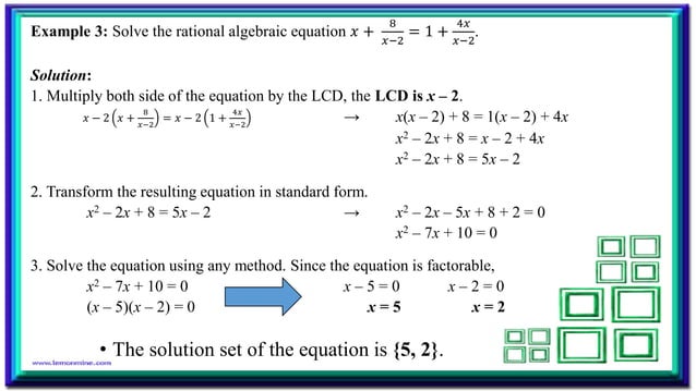 Solving Equations Transformable to Quadratic Equation Including Rational Algebraic Equations | PDF