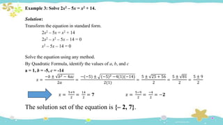 Solving Equations Transformable to Quadratic Equation Including ...