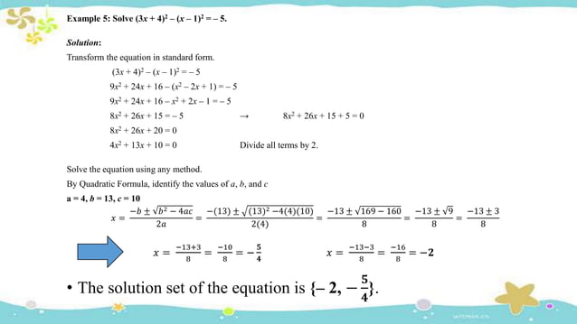 Solving Equations Transformable to Quadratic Equation Including Rational Algebraic Equations | PDF