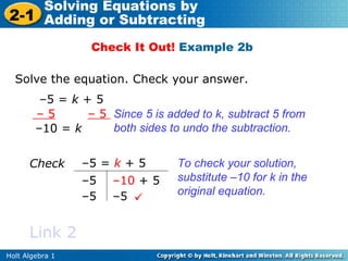 Solving equations using addition and subtraction | PPT
