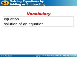 Solving equations using addition and subtraction | PPT