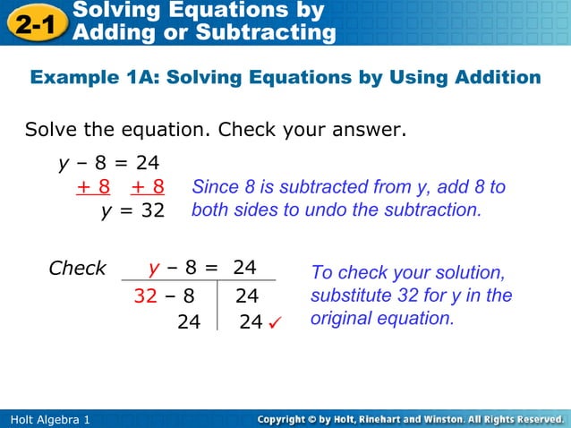 Solving equations using addition and subtraction | PPT
