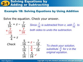 Solving equations using addition and subtraction | PPT