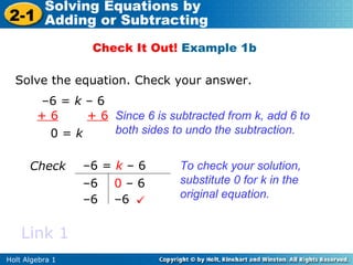 Solving equations using addition and subtraction | PPT