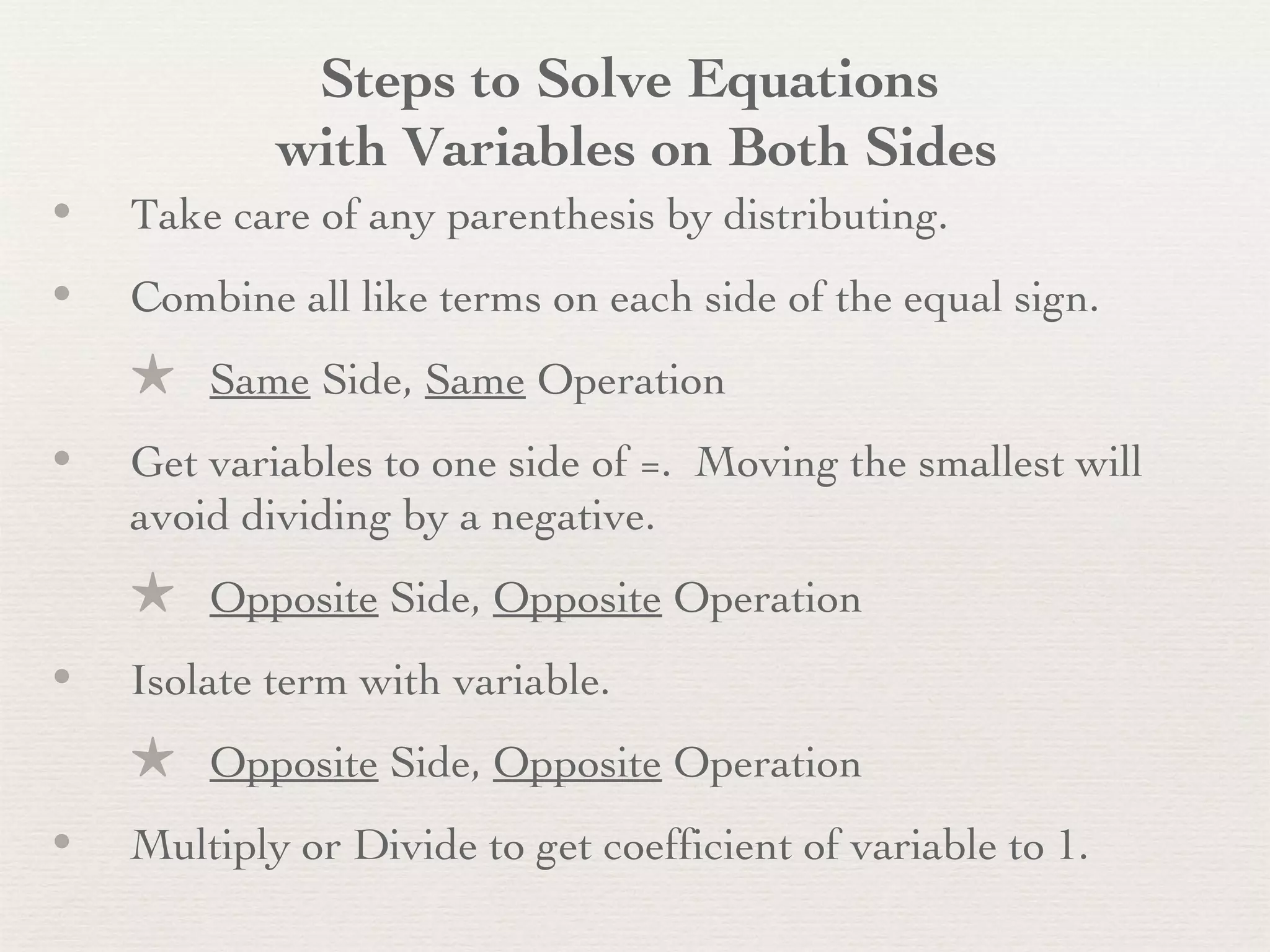 Solving equations variable both sides | PPT | Programming Languages | Computing