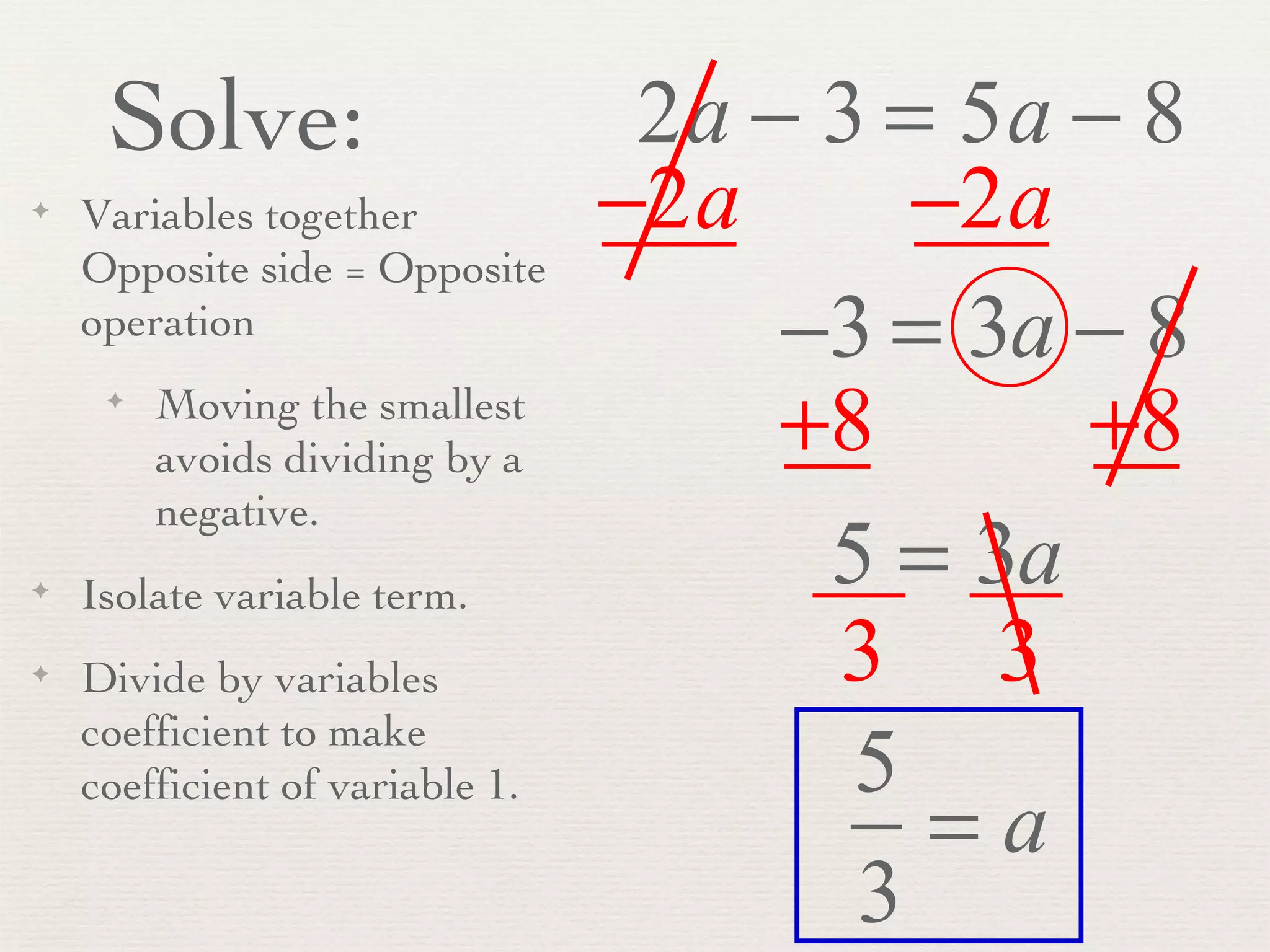 Solving equations variable both sides | PPT Solving equations variable both sides | PPT