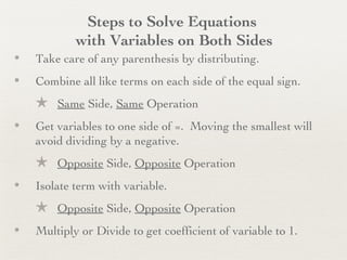 Solving equations variable both sides | PPT | Programming Languages ...
