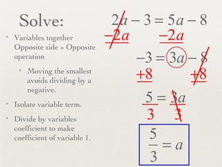 Solving equations variable both sides | PPT | Programming Languages ...