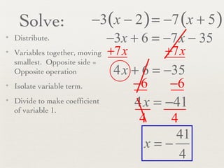 Solving equations variable both sides | PPT