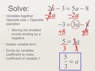 Solvingequationsvariablebothsides | PPT