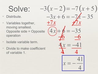 Solvingequationsvariablebothsides | PPT