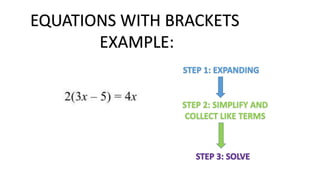 Solving equations with brackets | PPTX