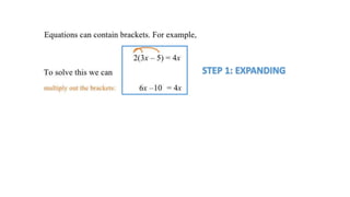 Solving equations with brackets | PPTX