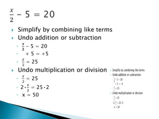 Solving equations with multiplication and division web | PPTX
