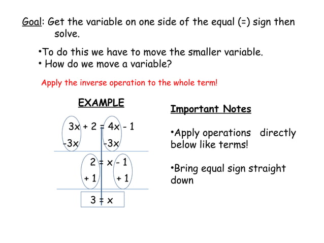 Solving Equations With Variables On Both Sides[1] | PPT | Science
