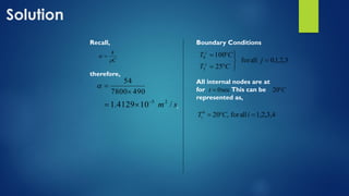 Solving heat conduction equation (parabolic pde) | PDF