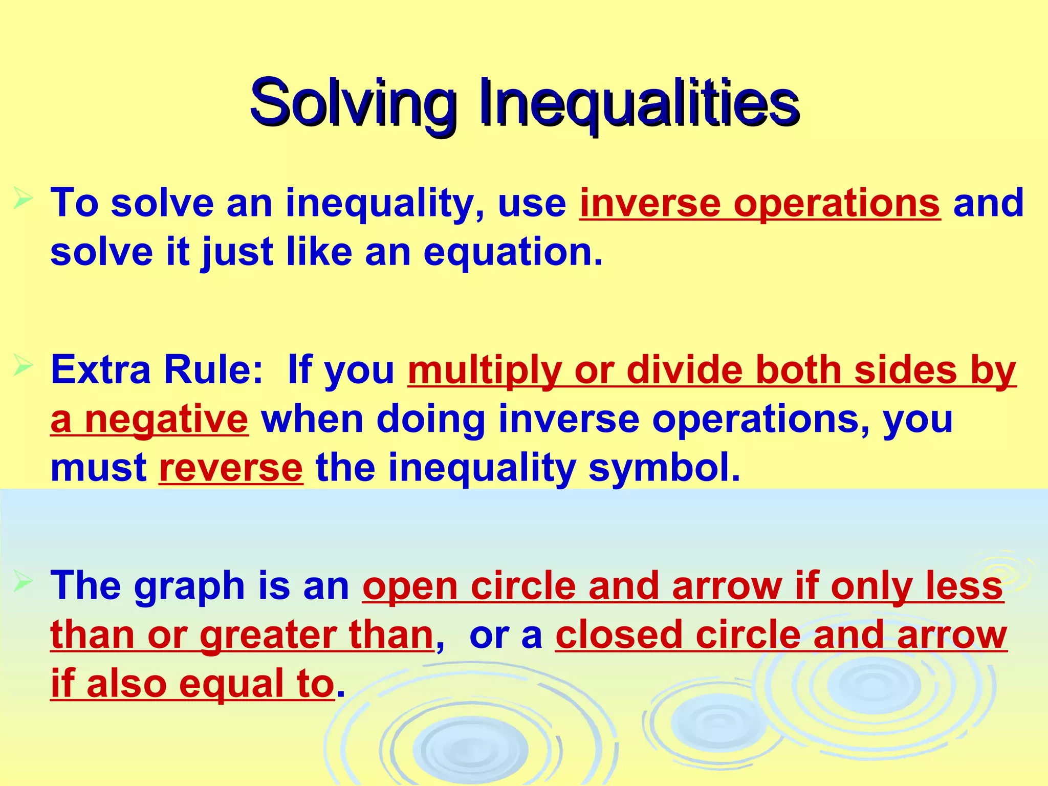 Solving Inequalities Lesson | PPT