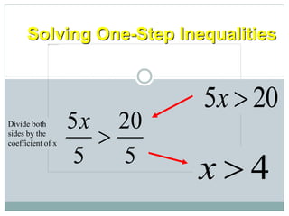 Solving Inequalitiesmath sixt grade ineq | PPT