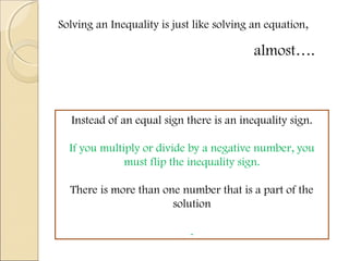 Solving inequalities one step | PPT