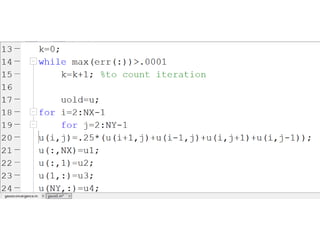 Solving laplace equation using gauss seidel method in matlab | PPTX