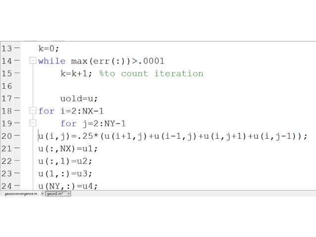 Solving laplace equation using gauss seidel method in matlab