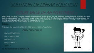 Solving linear equation | PPTX | Stocks and Bonds | Personal Investing