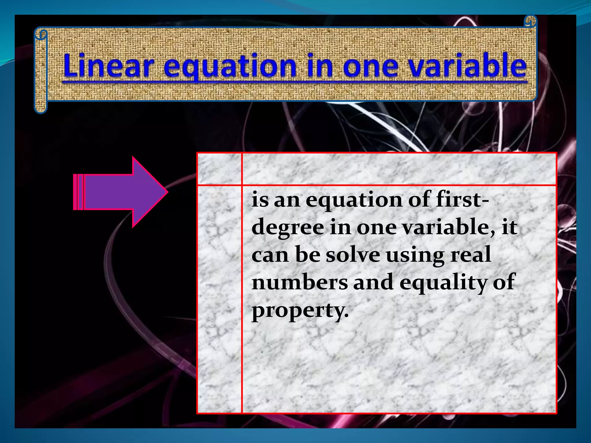 Solving linear equation in one variable | PPTX