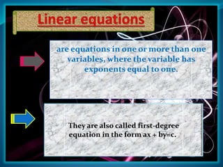 Solving linear equation in one variable | PPTX