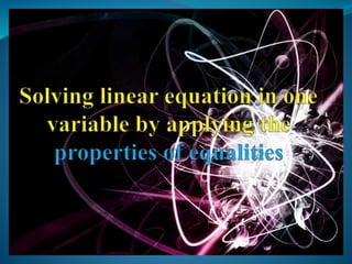Solving linear equation in one variable | PPTX