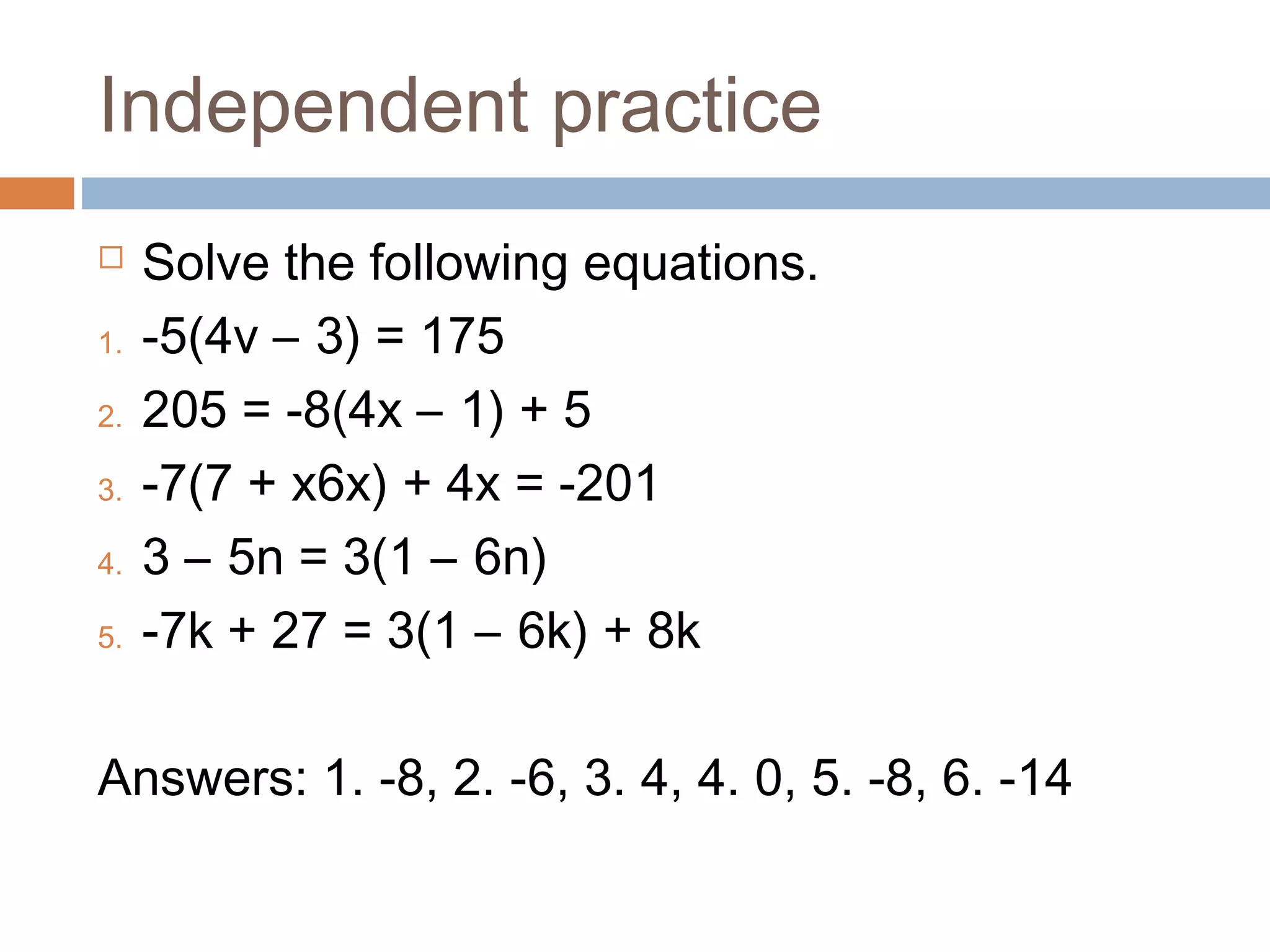 Solving linear equations | PPT
