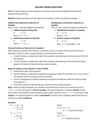 Solving Linear Equations | PDF