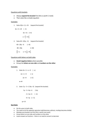 Solving linear equations | DOCX