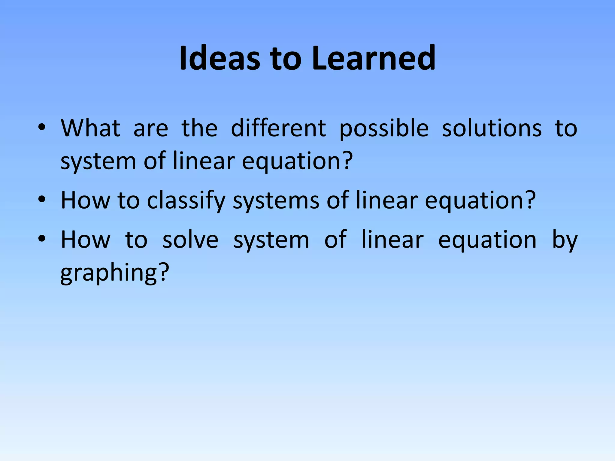 Solving Linear Equations By Graphing PPT