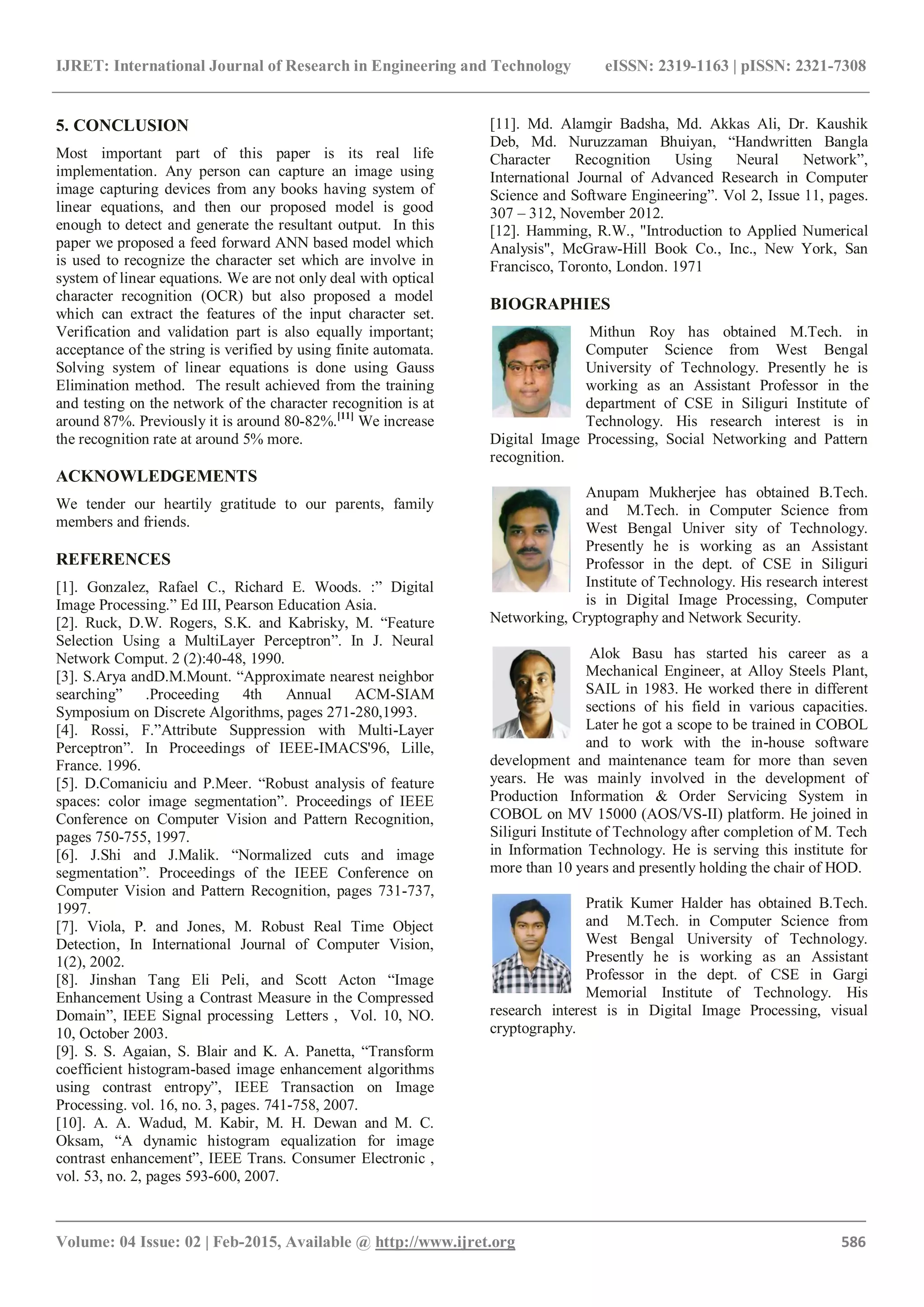 Solving linear equations from an image using ann | PDF