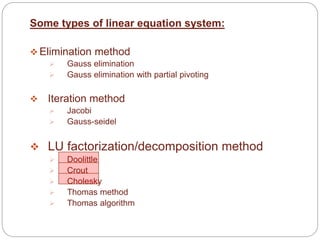 Solving linear equation system | PPTX