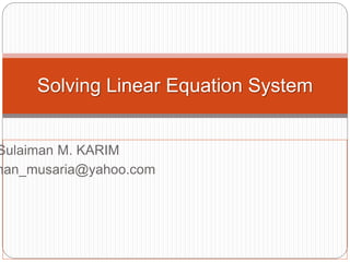 Solving linear equation system | PPT