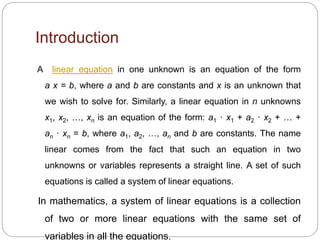 Solving linear equation system | PPT