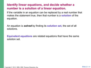 Solving Linear Equations with Notes | PPT