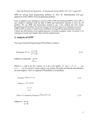 Solving Linear Fractional Programming Problems Using a New Homotopy Perturbation Method | PDF ...