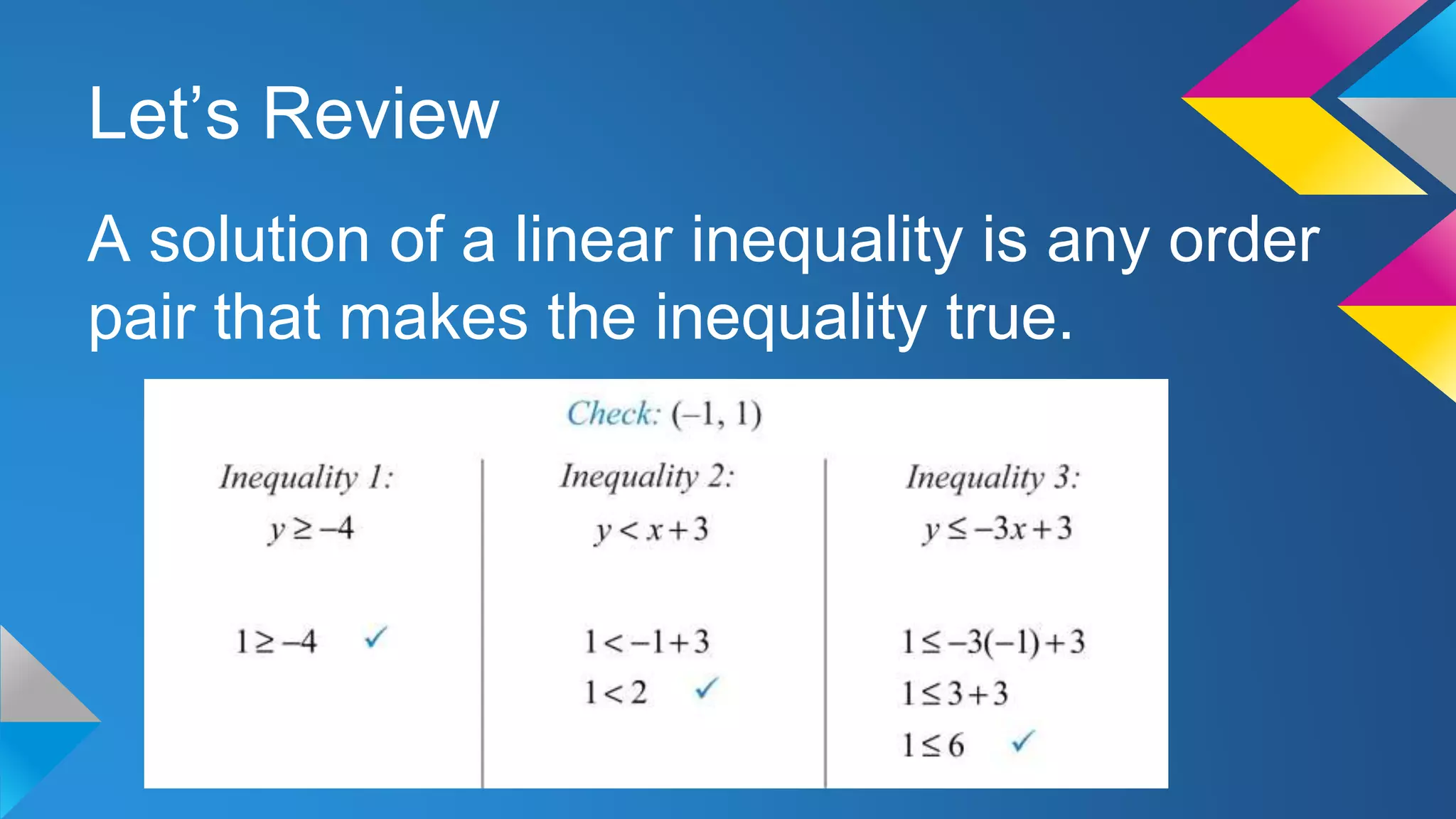 Solving linear inequalities | PPTX