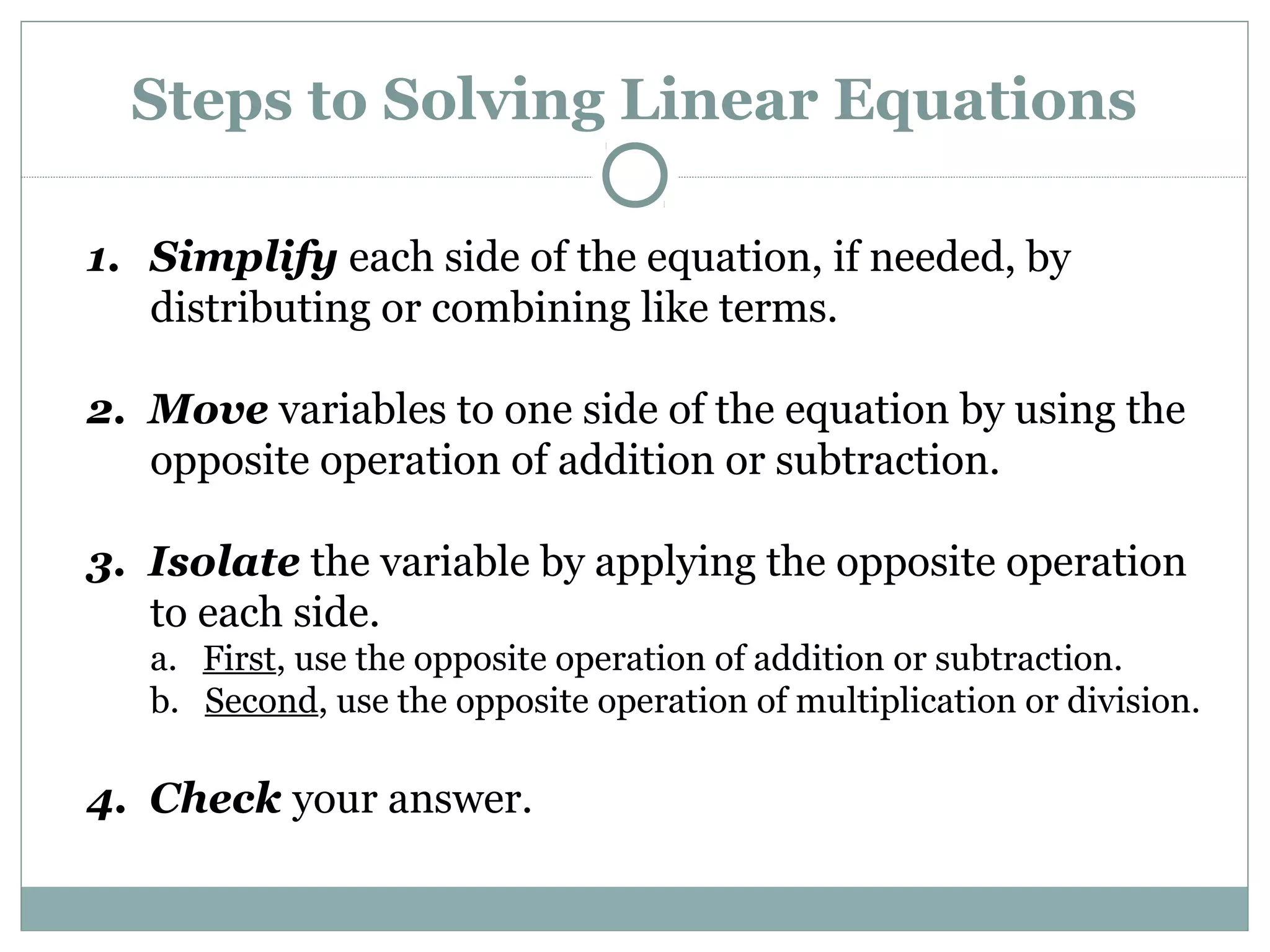 Solving linear & quadratic equations | PPT