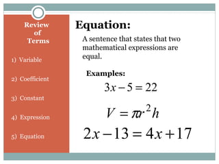 Solving linear & quadratic equations | PPT