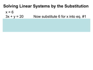 Solving linear systems by the substitution method | PPT