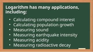 Comprehensive Applications and Problem Solving with Logarithms in ...