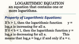 Solving logarithmic equations and inequalities | PPTX