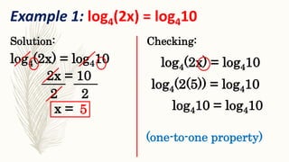 Solving logarithmic equations and inequalities | PPTX
