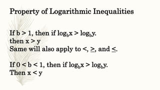 Solving logarithmic equations and inequalities | PPTX