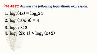Solving logarithmic equations and inequalities | PPTX